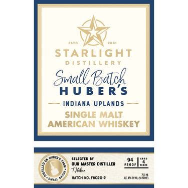 Starlight Small Batch Huber's Indiana Uplands Single Malt American Whi ...
