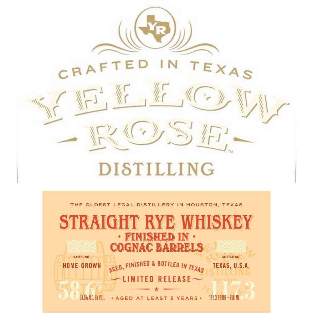 Yellow Rose Distilling Straight Rye Finished In Cognac Barrels ...